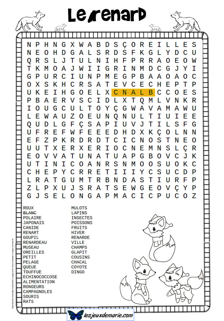 Mots mêlés gratuits à imprimer animaux, activités, avec coloriage en ...